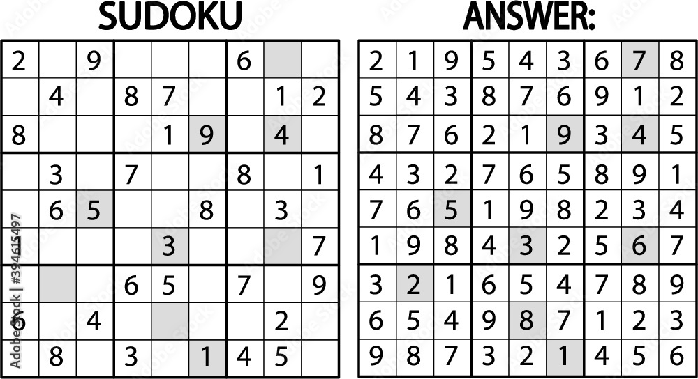 Vector sudoku puzzle game with numbers. Can be used as educational game ...