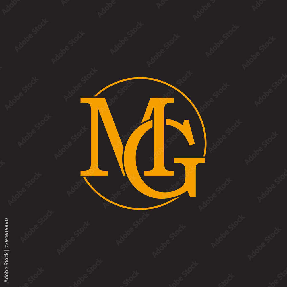 letter mg overlap font flat geometric circle logo vector Stock Vector ...