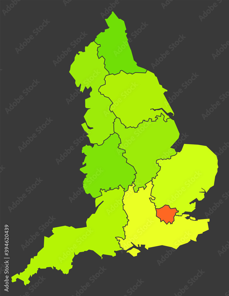 England population heat map as color density illustration Stock ...