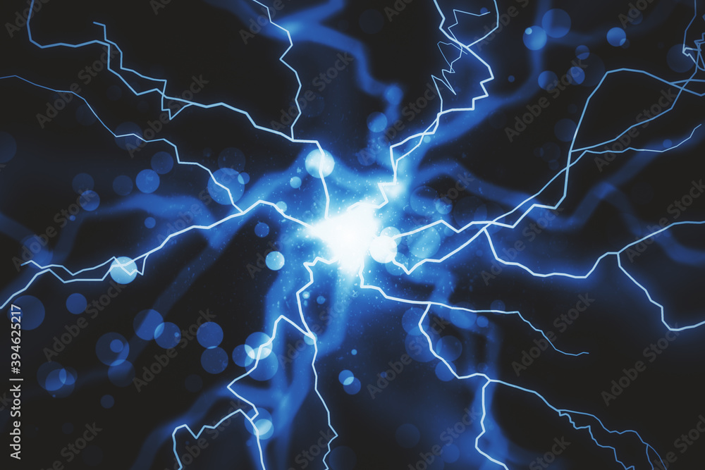 Abstract blue lightning neon background. Stock Illustration | Adobe Stock