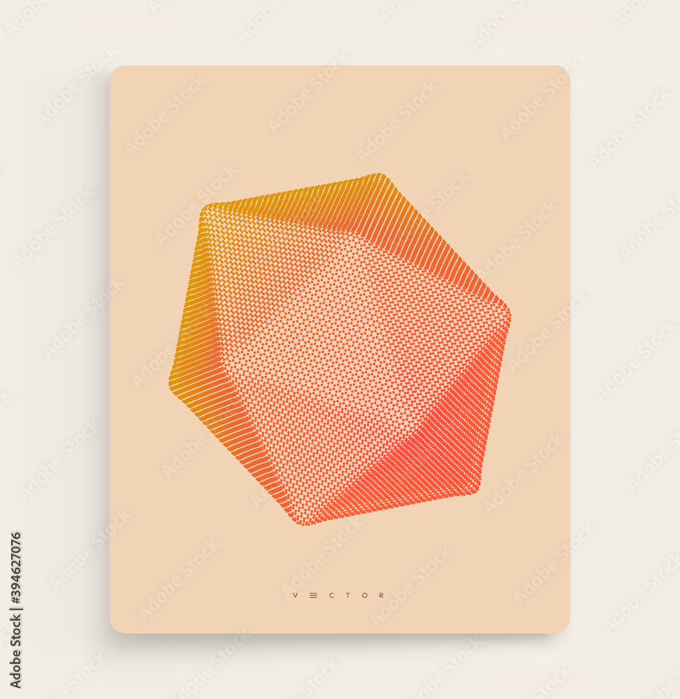 Crystal consisting of small particles. Object with dots. Molecular grid ...