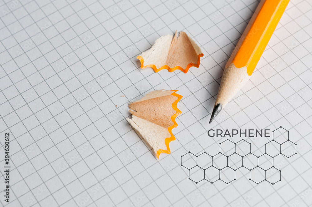 Pencil on squared paper and molecular structure of graphene Stock Photo ...