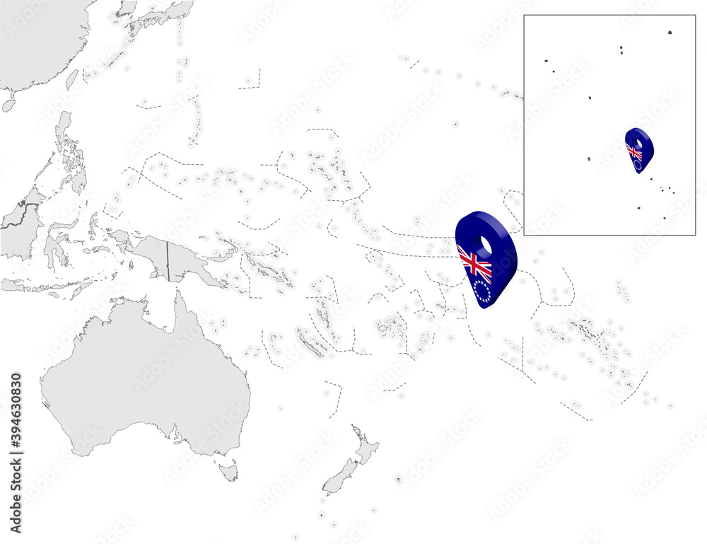 Vetor de Location Map of Cook Islands on map Oceania and Australia ...