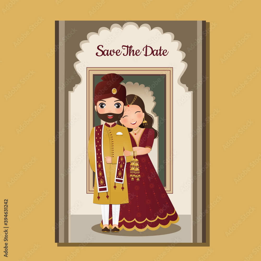 Indian Bride And Groom Animated Desi Wedding Couple Holding Hands Back