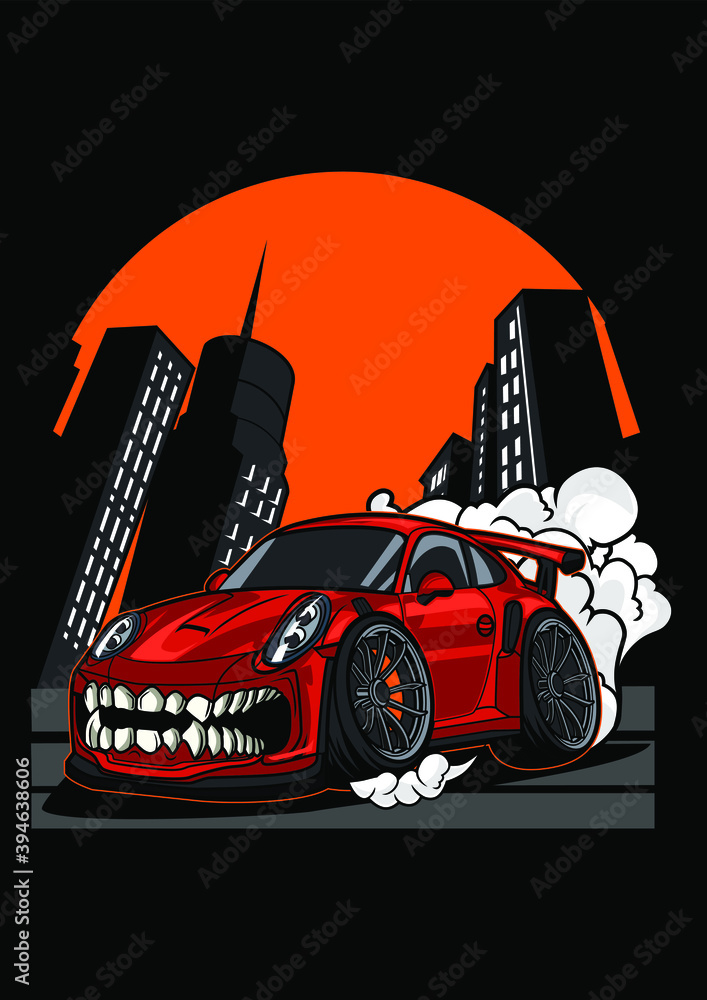 Vector illustration super monster car, high quality colored design with ...