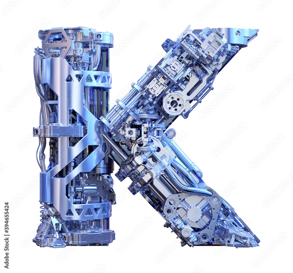 Letter K 3D logo. Cyber technology alphabet font, modern digital ...