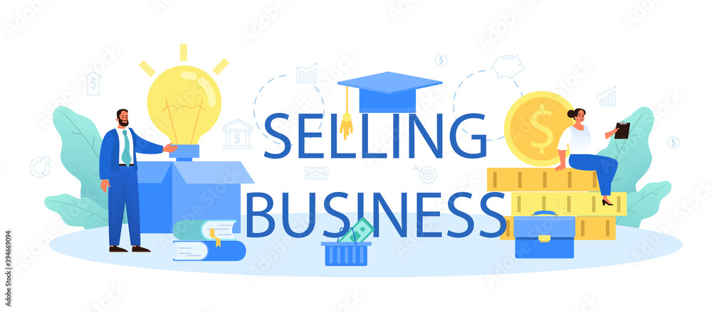 Selling business typographic header. B2B or business to business deal ...
