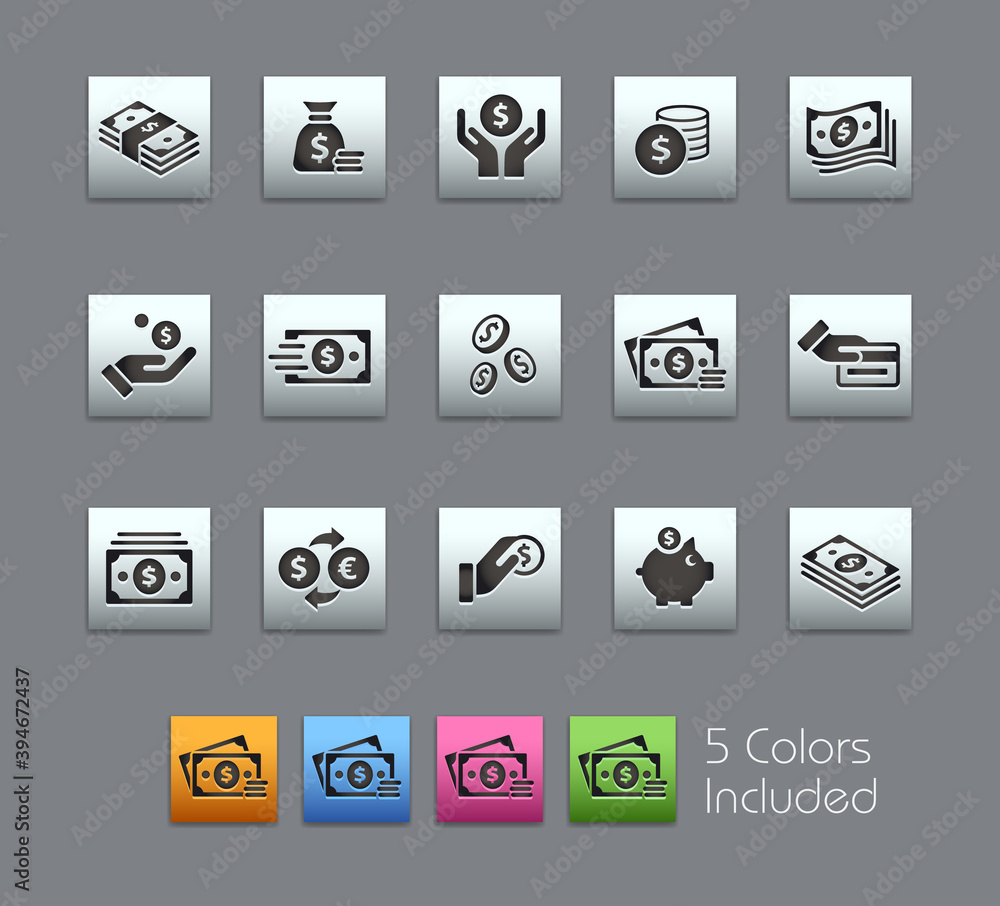 Money Icons // Satinbox Series - The vector file includes 5 color ...