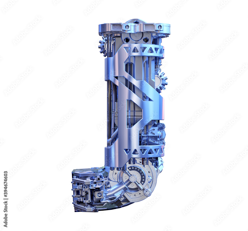 Letter J 3D logo. Cyber technology alphabet font, modern digital ...