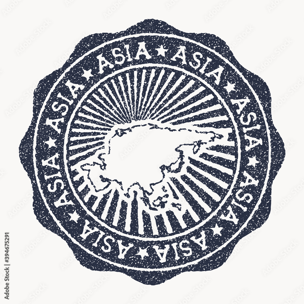 Asia stamp. Travel rubber stamp with the name and map of continent ...