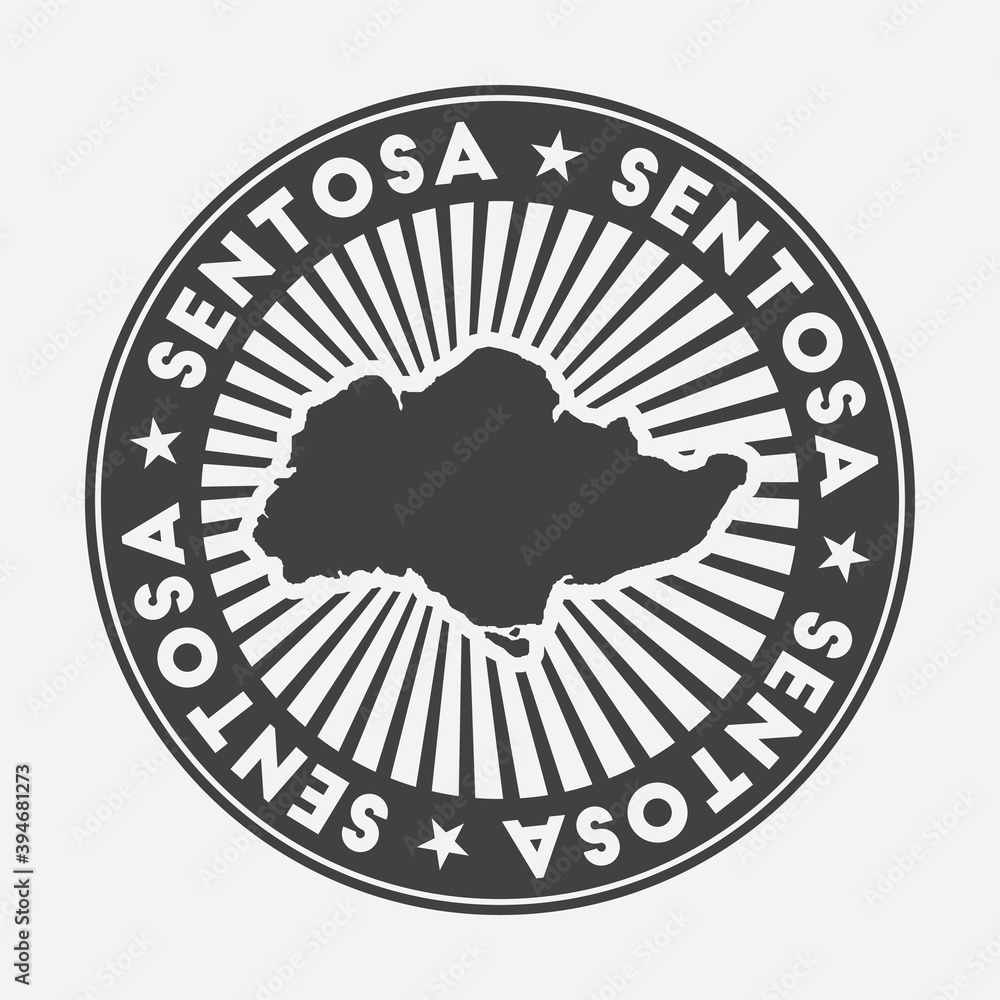 Sentosa round logo. Vintage travel badge with the circular name and map ...