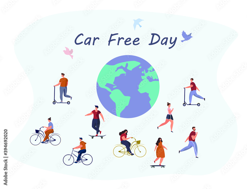 Car Free Day.Day Without a Car.Bicycle and Earth.Sepember 22. World ...