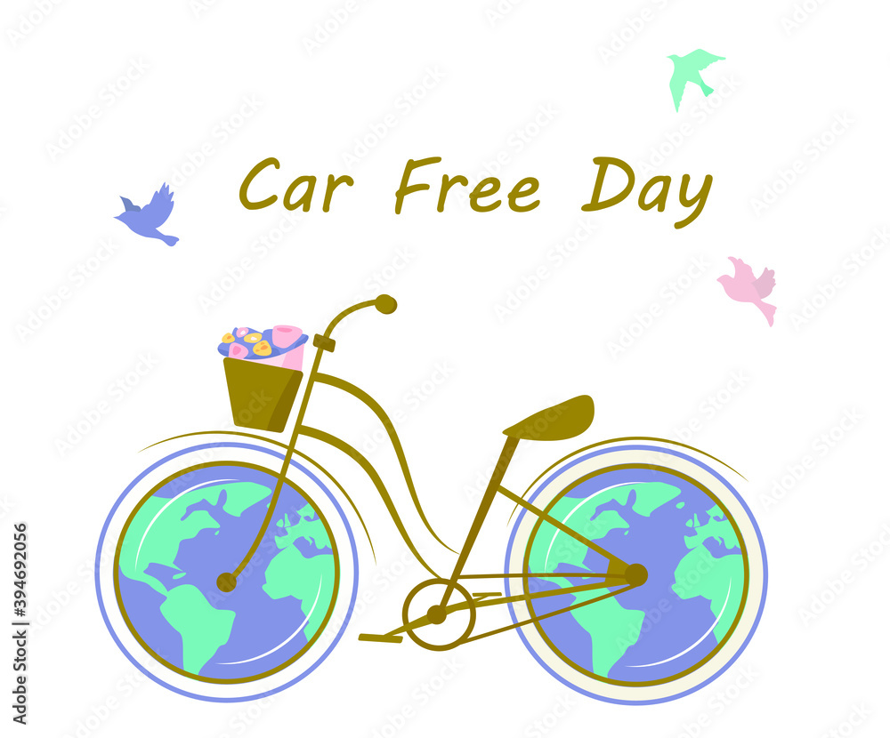 Car Free Day. Day Without a Car. Bicycle and Earth. Sepember 22. World ...