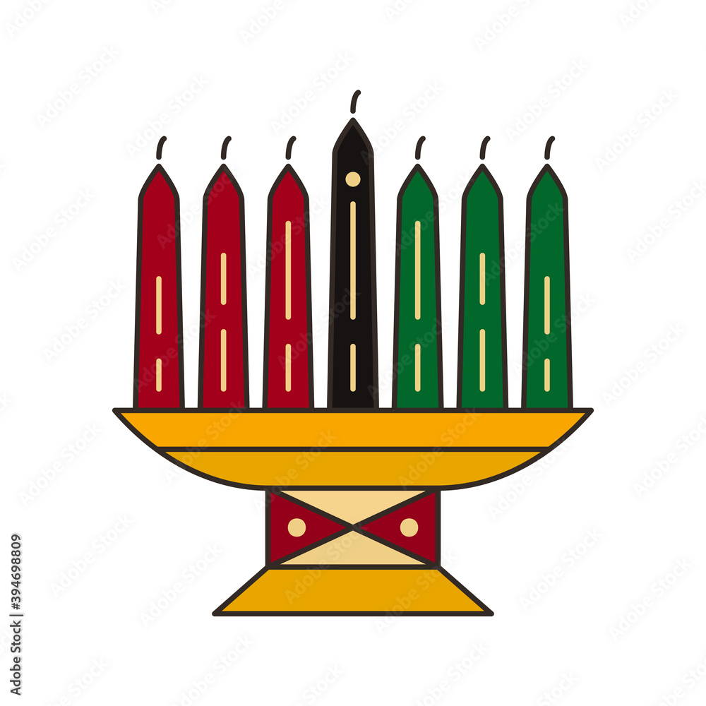 Seven candles in kinara - isolated vector illustration. Kinara is main ...