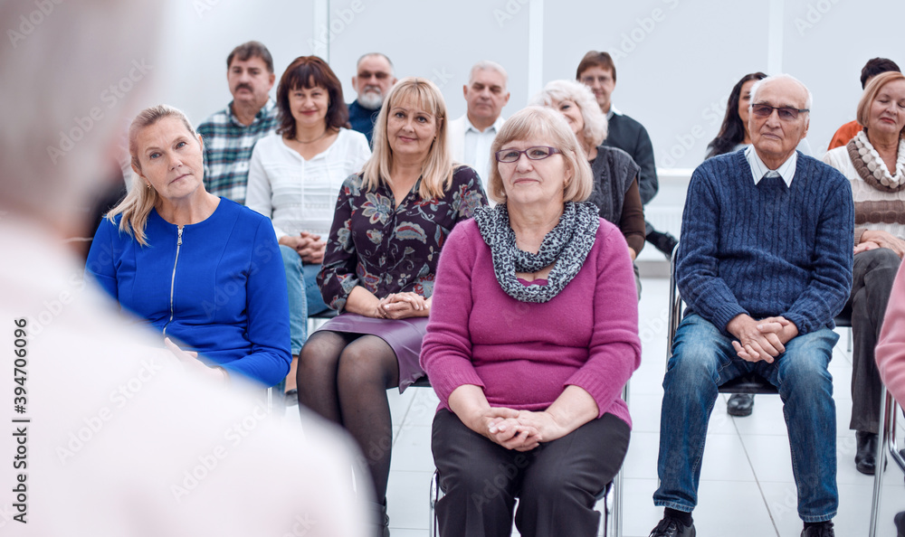Old people in the seminar event. Many elderly in the conference Stock ...