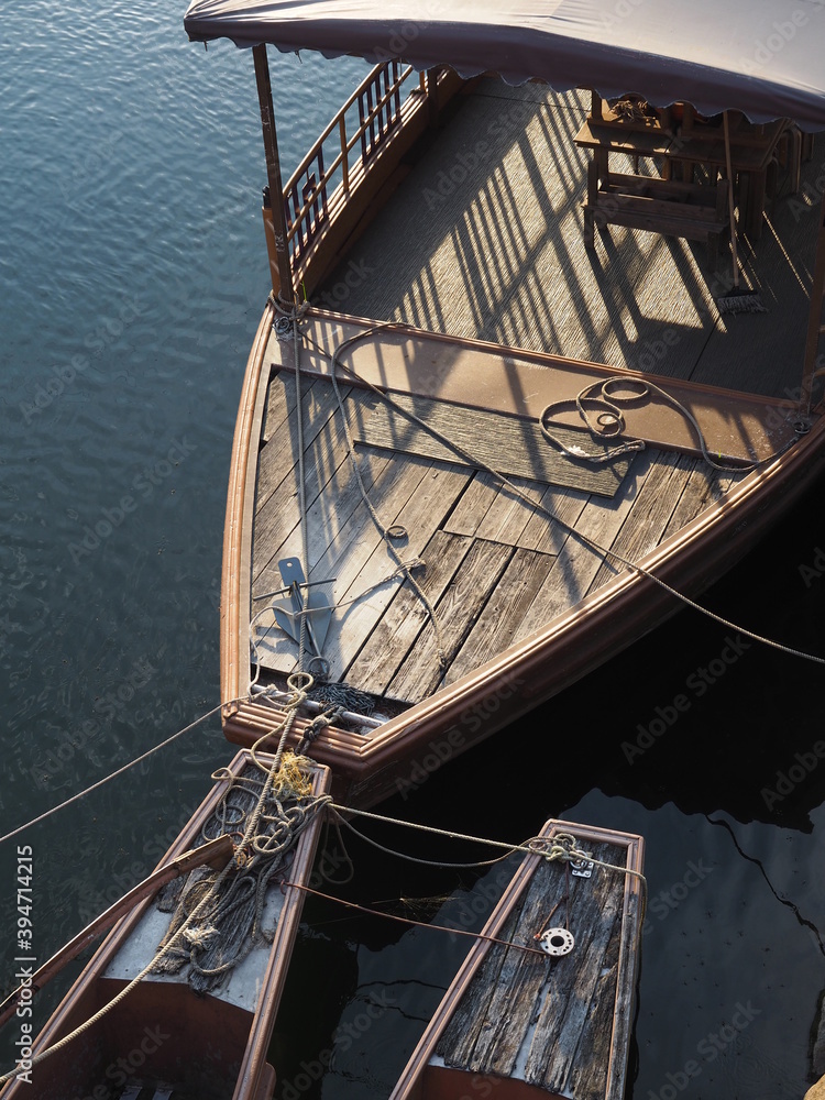 Photo & Art Print Traditional wooden boat on Uji river in Uji town neat ...