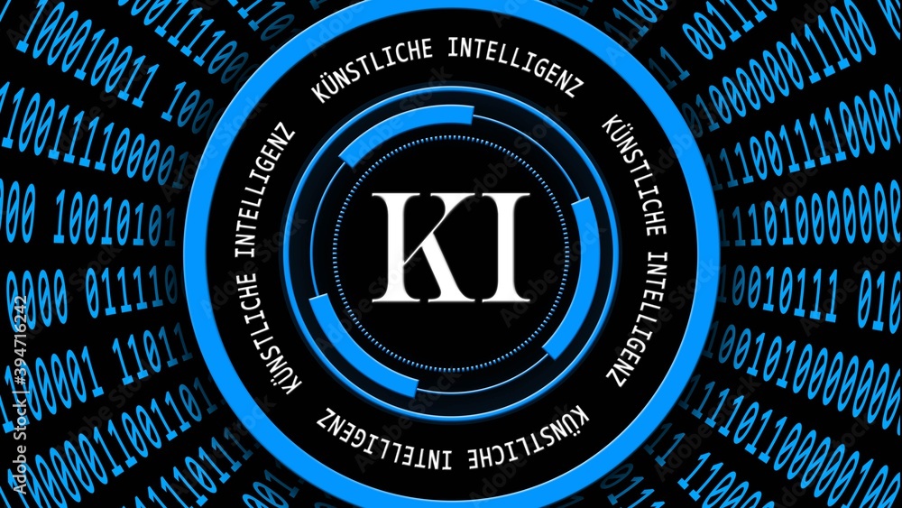 AI - abstract Artificial Intelligence (in german KI - Kuenstliche Intelligenz) background in ...