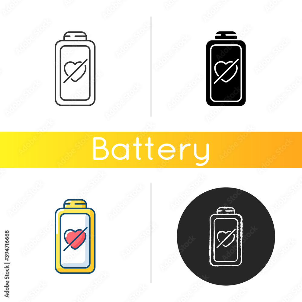 Fully discharged battery icon. Low percantage on your device. Disabled ...