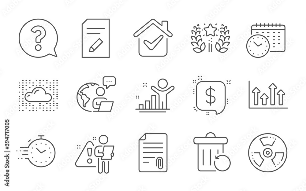 Upper arrows, Ranking and Chemical hazard line icons set. Payment ...
