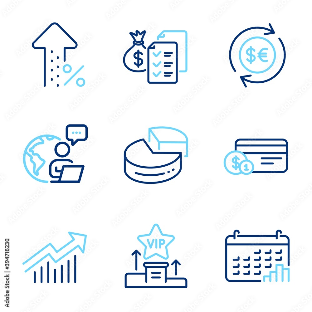 Finance icons set. Included icon as Pie chart, Money currency ...