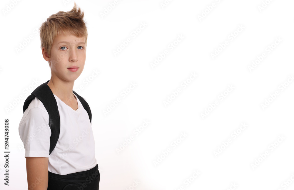 Posture correction. Scoliosis, Kyphosis treatment. Child / school boy ...