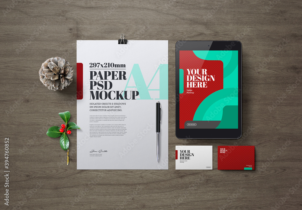Christmas Mockup Stationery Flyer Tablet Stock Template | Adobe Stock