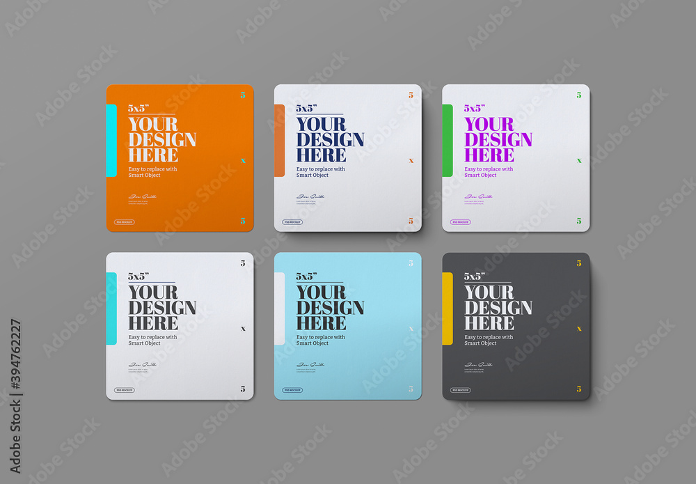 Rounded Corner Square Paper Mockup Stock Template | Adobe Stock