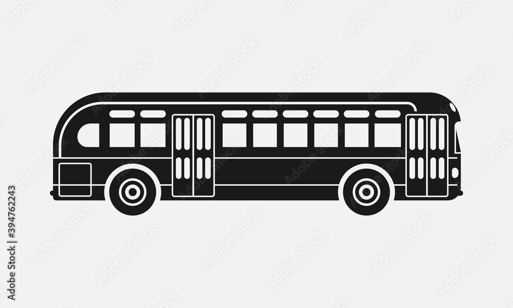 American retro bus black and white vector icon. Stock Vector | Adobe Stock