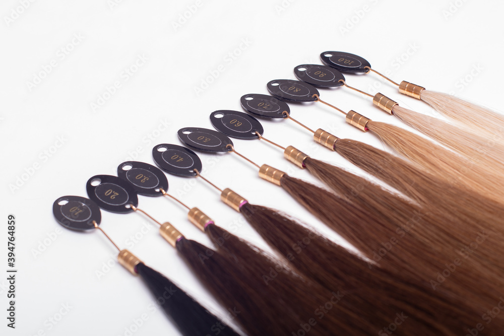 Hair base color palette, samples chart from brunette to blonde on white ...