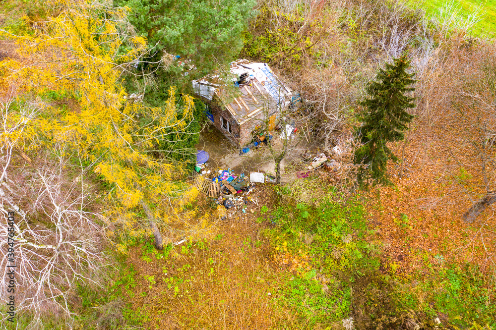 Top view of the slums and the garbage dump next to them. Stock Photo ...