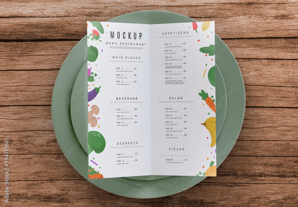 Top View Restaurant Menu Mockup Stock Template | Adobe Stock