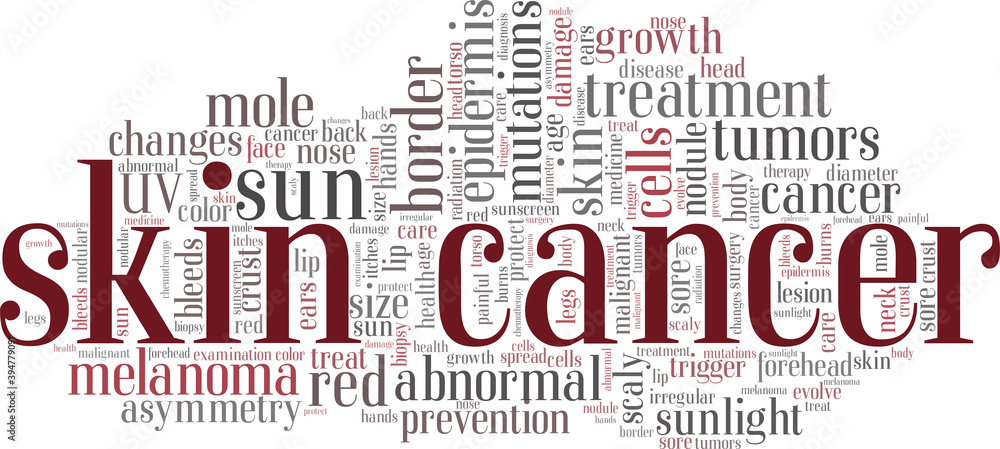 Skin cancer vector illustration word cloud isolated on a white ...