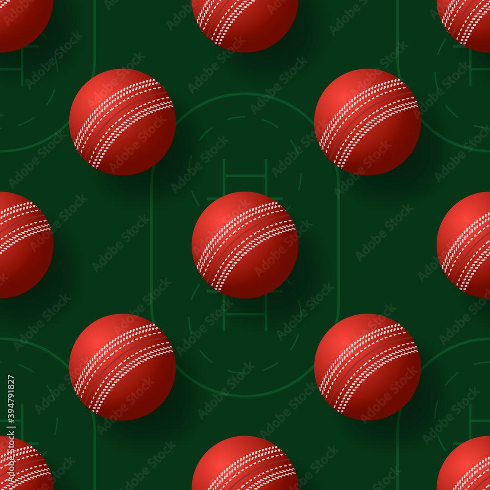 Cricket ball seamless pettern vector illustration. realistic cricket ...