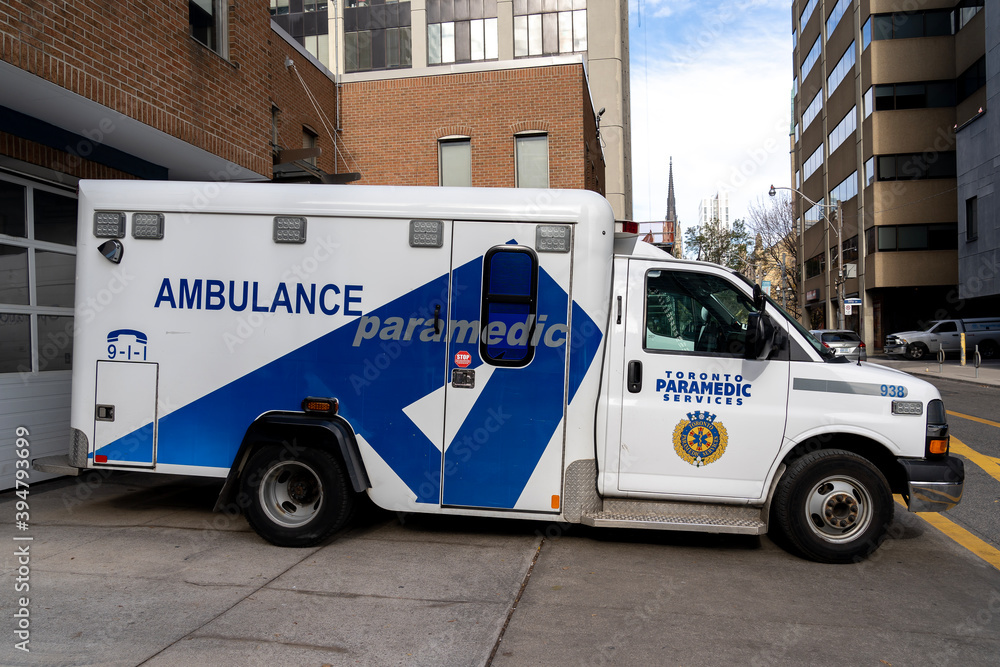 Toronto, Canada - November 9, 2020: A TPS ambulance car is seen in ...