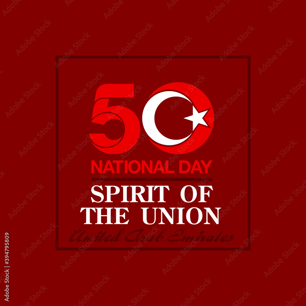 50 National day banner with realistic UAE ribbon flag. holiday ...
