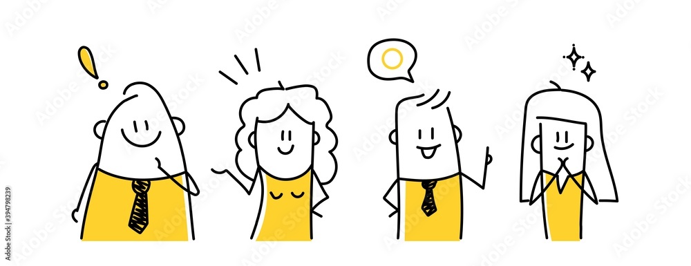 Positive business stick figures. Stock Vector | Adobe Stock