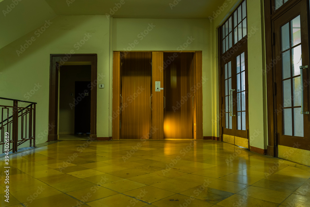 Photo & Art Print An old paternoster lift, a paternoster elevator in ...