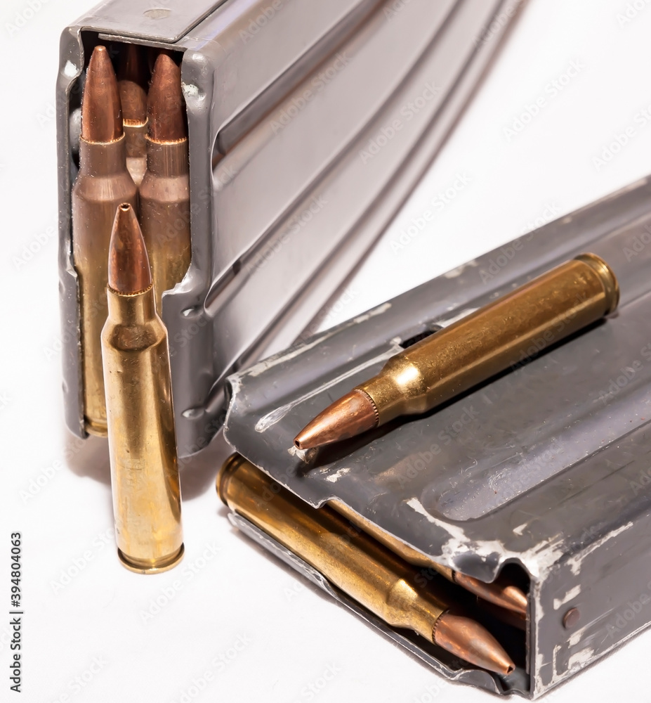 Two loaded rifle magazines with 223 caliber bullets with two additional ...