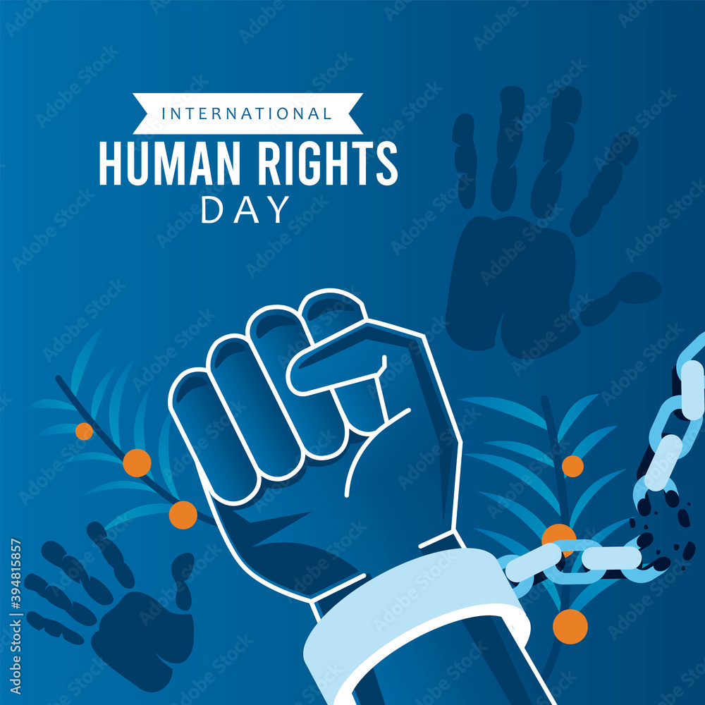 human rights day poster with hand breaking handcuffs Stock Vector ...
