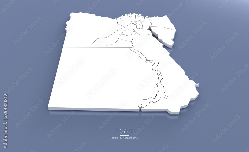 Egypt Map 3d. National map 3D rendering set in Middle East Countries ...