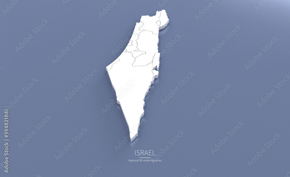 Israel Map 3d. National map 3D rendering set in Middle East Countries ...