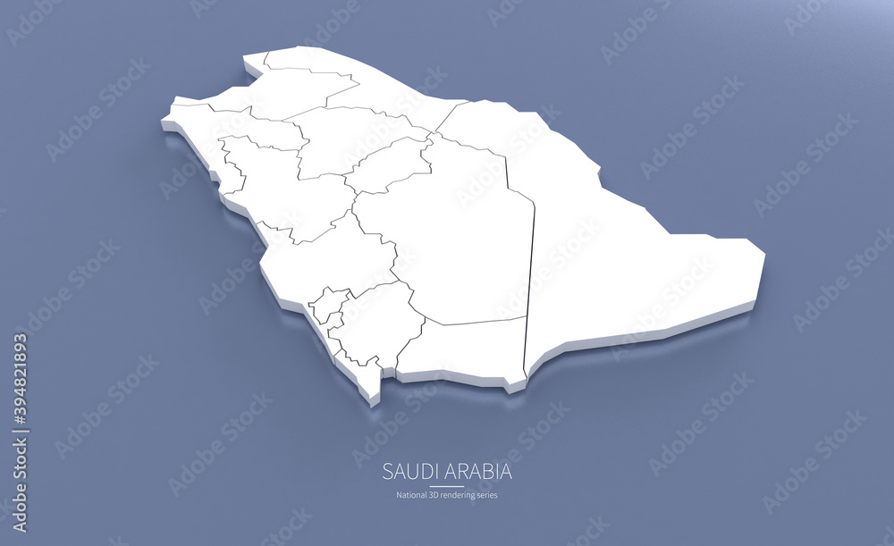 Saudi Arabia Map 3d. National map 3D rendering set in Middle East ...