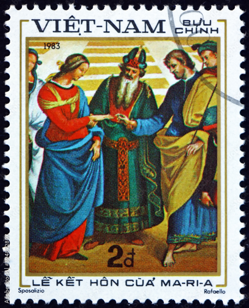 Postage stamp Vietnam 1983 Marriage of Maria, by Raphael Stock Photo ...