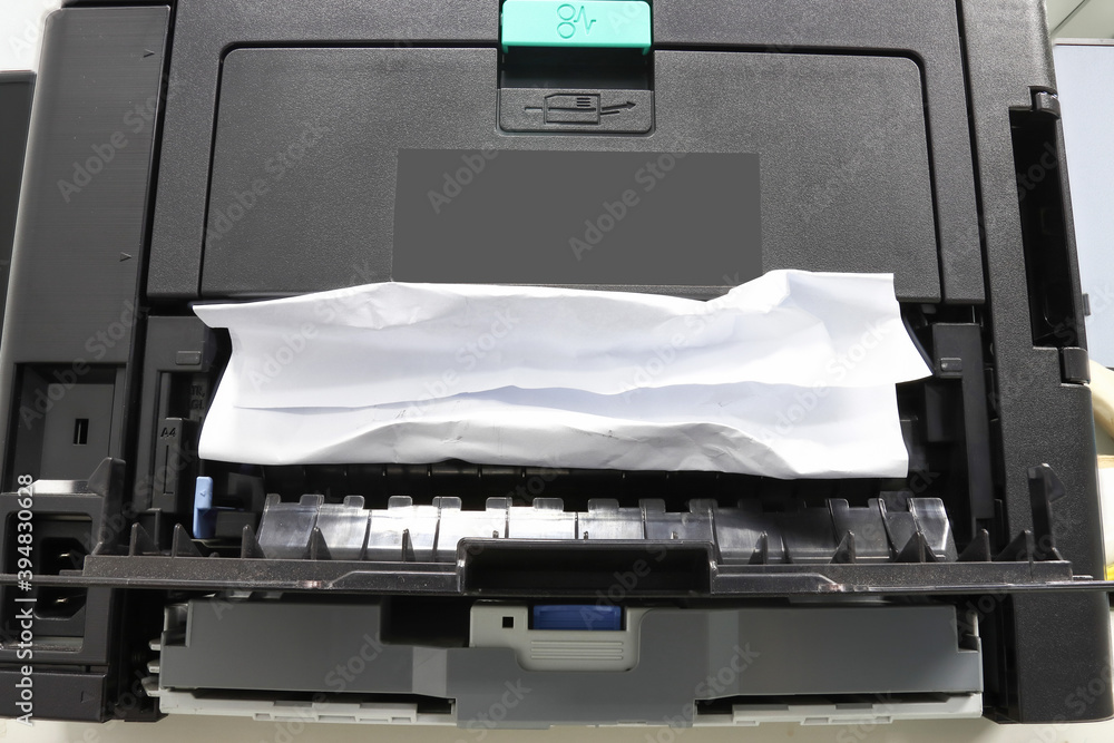 Paper Stuck, Paper Jam In Printer At Office Stock Photo | Adobe Stock