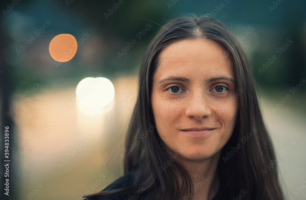 Portrait of a beautiful natural looking young woman with no make up ...