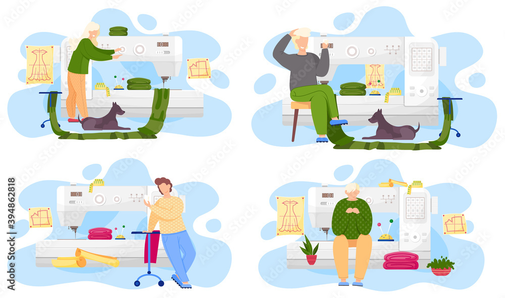 Fashion designer is making a model. Dressmaker is sitting near the ...