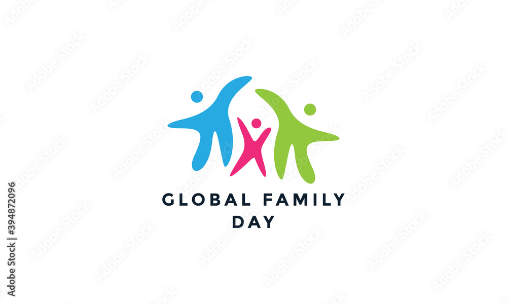 abstract colorful people global family day logo icon vector design ...