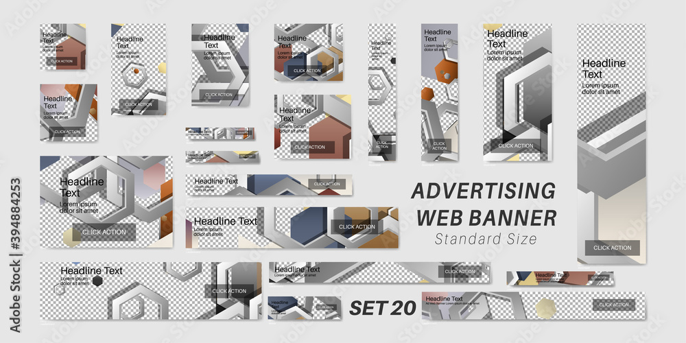vector collection of web banner ads with standard sizes. Background ...