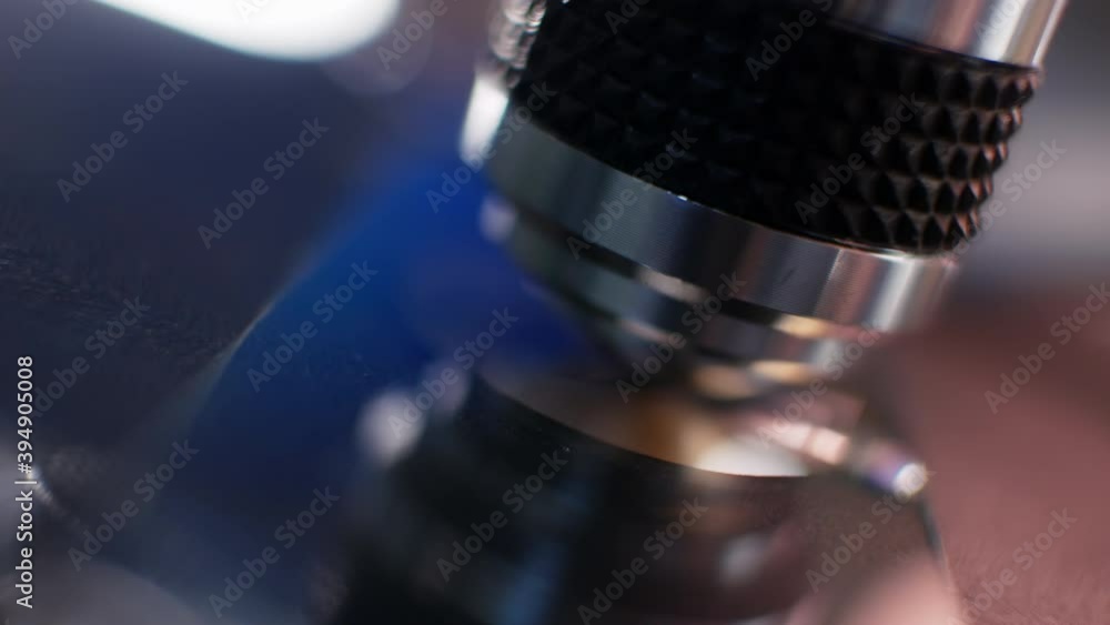 Microscope. A slide with a liquid sample. Biological and chemical ...