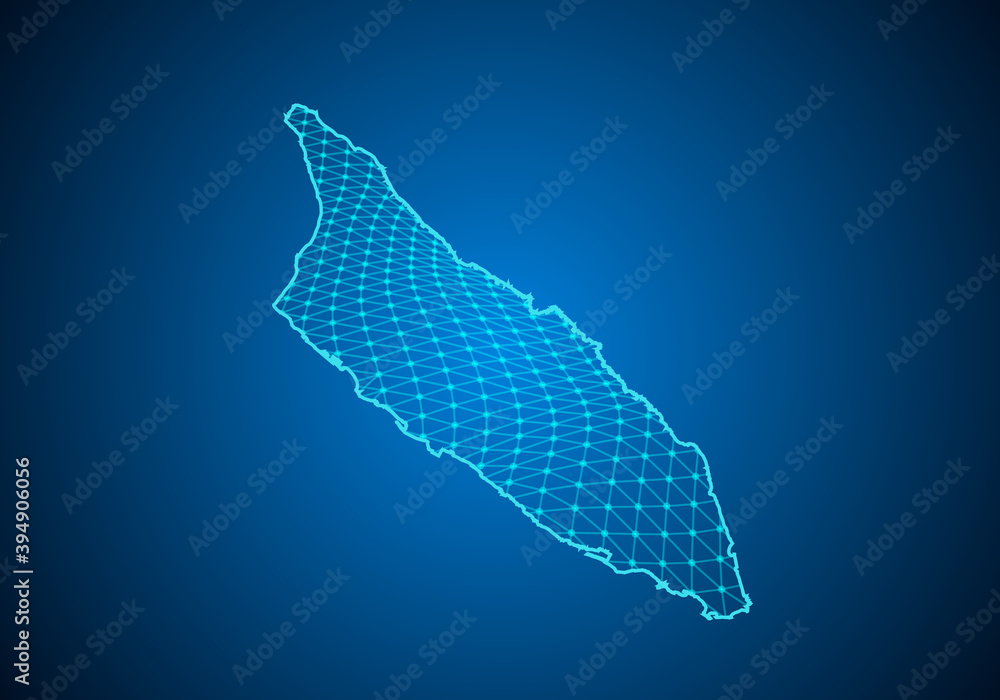 Abstract digital map of aruba with particles dots and line. polygonal ...